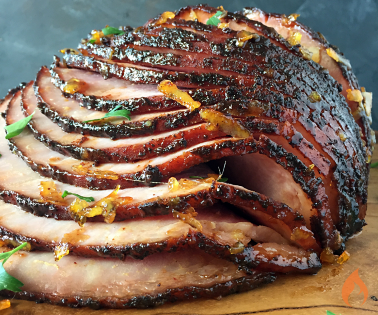 Grilled Ham with Orange Mustard Glaze - Girls Can Grill