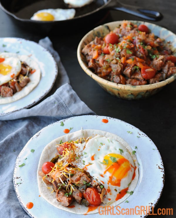 Huevos Rancheros with Beefy Salsa - Girls Can Grill
