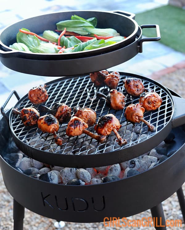 Asian Sticky Chicken with Skillet Charred Bok Choy - Girls Can Grill