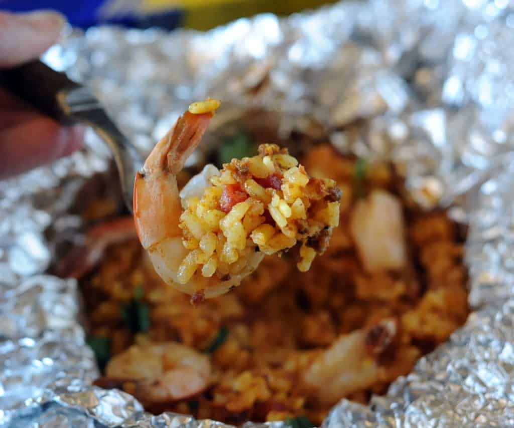 Chorizo Seafood Paella Foil Packets - Girls Can Grill